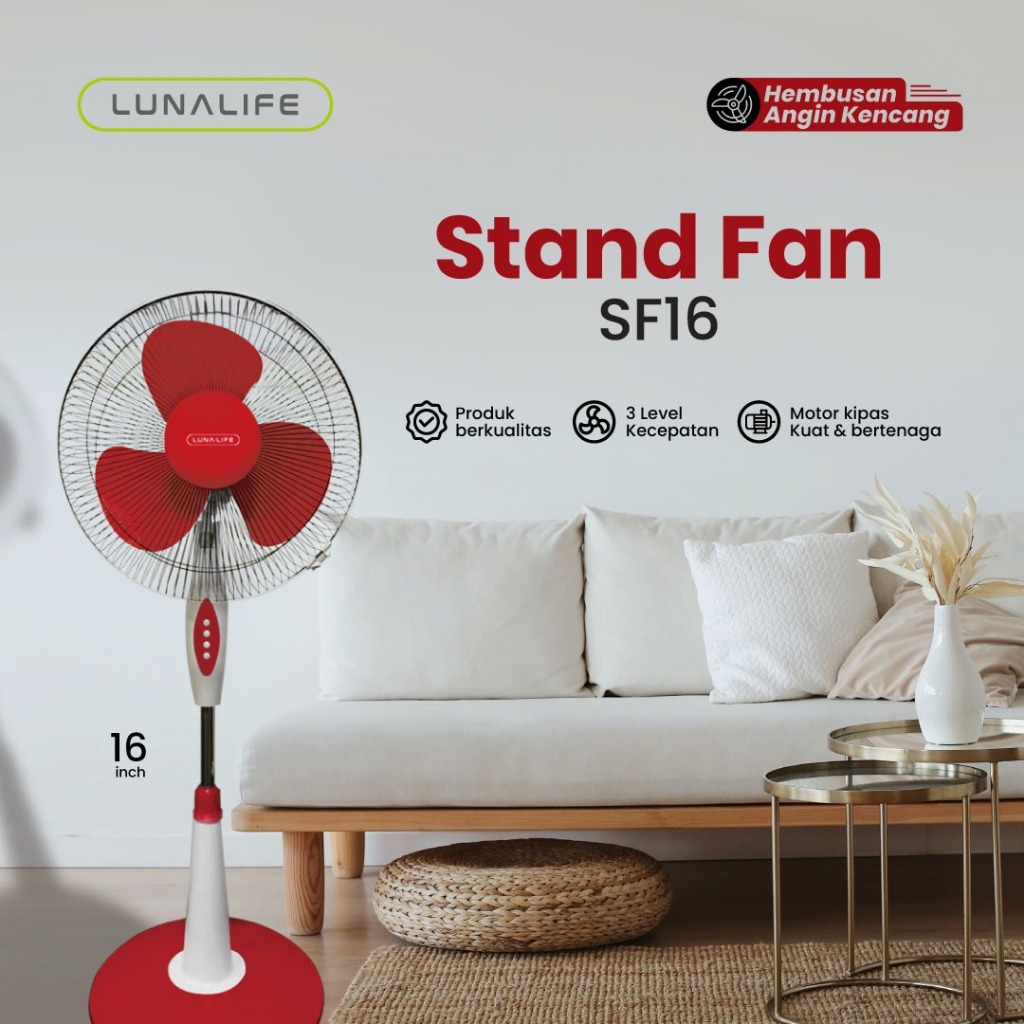 Jual LUNA LIFE Kipas Angin Stand Fan 16 Inch - SF 16 | Shopee Indonesia