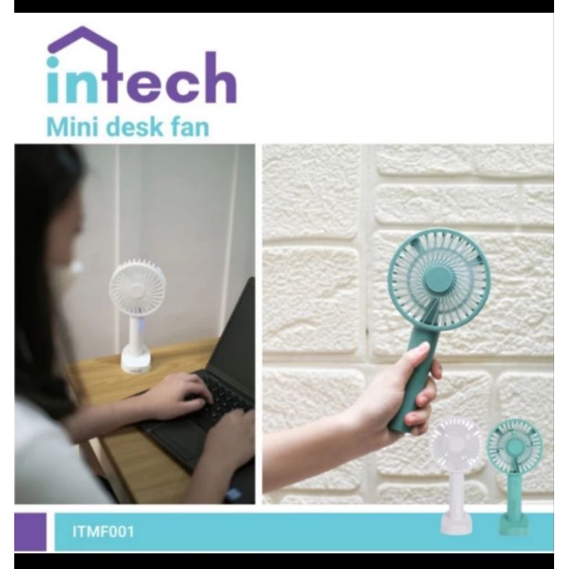 Jual Intech Mini Desk Fan Kipas Angin Portable Rechargeable | Shopee ...