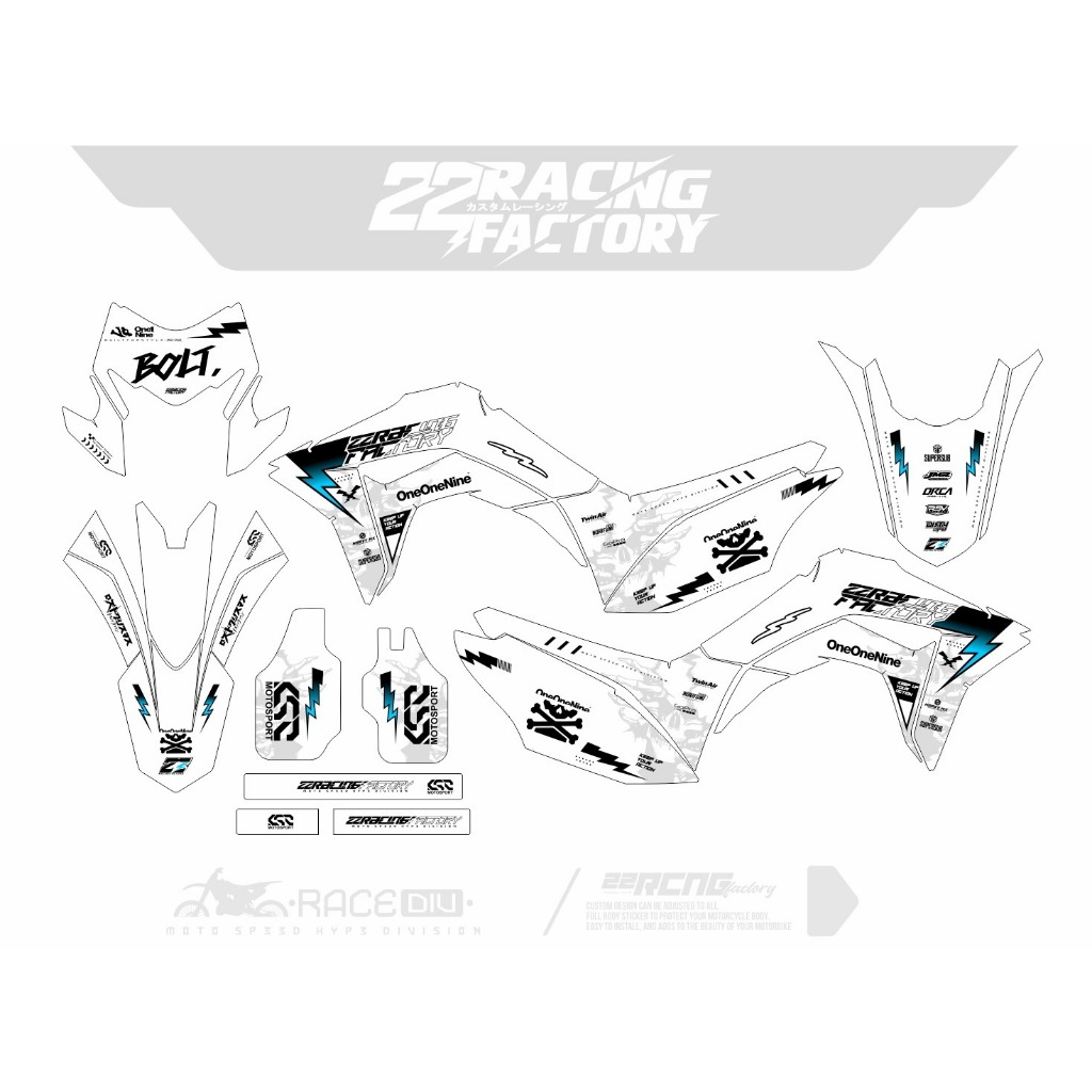 Jual DECAL SUPERMOTO ONE ONE NINE CUSTOM DESAIN | Shopee Indonesia