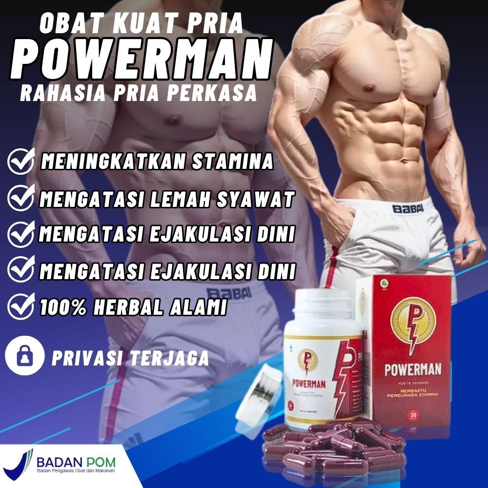 Jual OBAT KUAT HERBAL POWERMAN STAMINA PRIA TERBAIK TAHAN LAMA paling ampuh 100% original BPOM ...