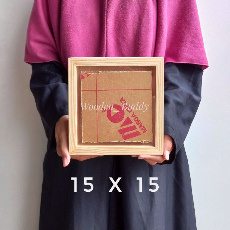 Jual Frame 3D 15 x 15cm Kaca Akrilik Kayu Pinus Space 3,5cm | Shopee ...