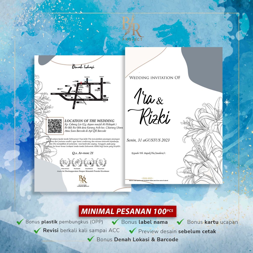 Jual Undangan Pernikahan Lipat Dua Bahan Brief Card 160 GSM | Undangan ...
