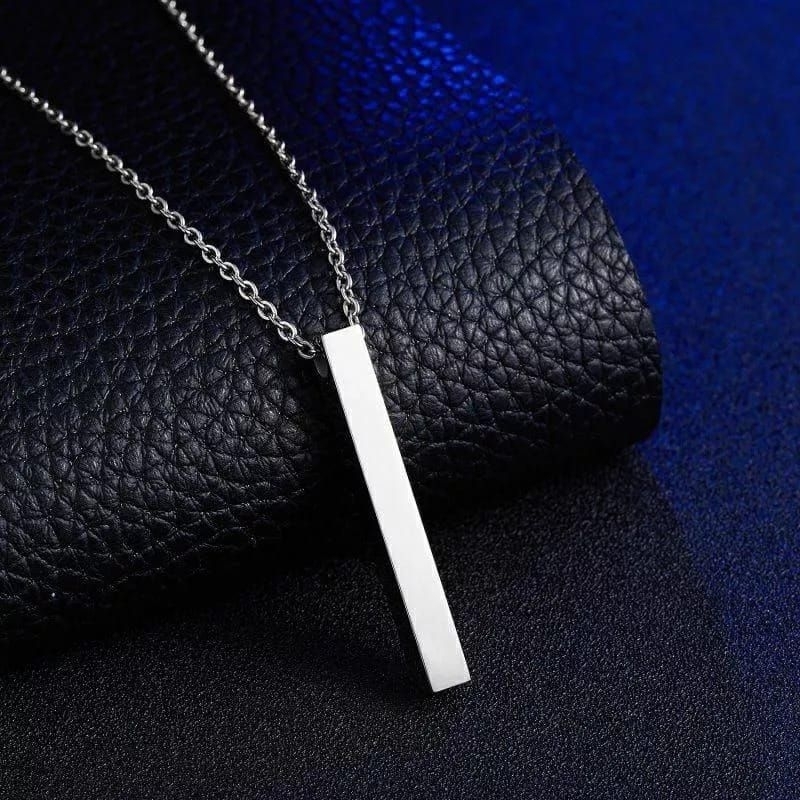 Jual Kalung Titanium Model Nuri Silver Liontin Balok Anti Karat Tidak ...