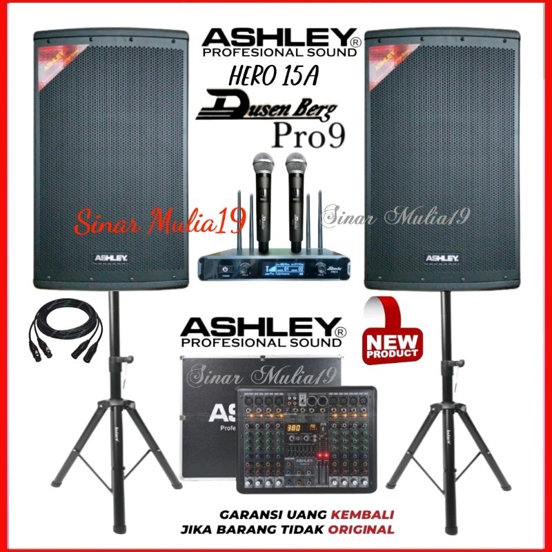 Jual Paket Sound System Karaoke Speaker Ashley Hero 15a Mixer Ashley SMR-8 Mic Wireless ...