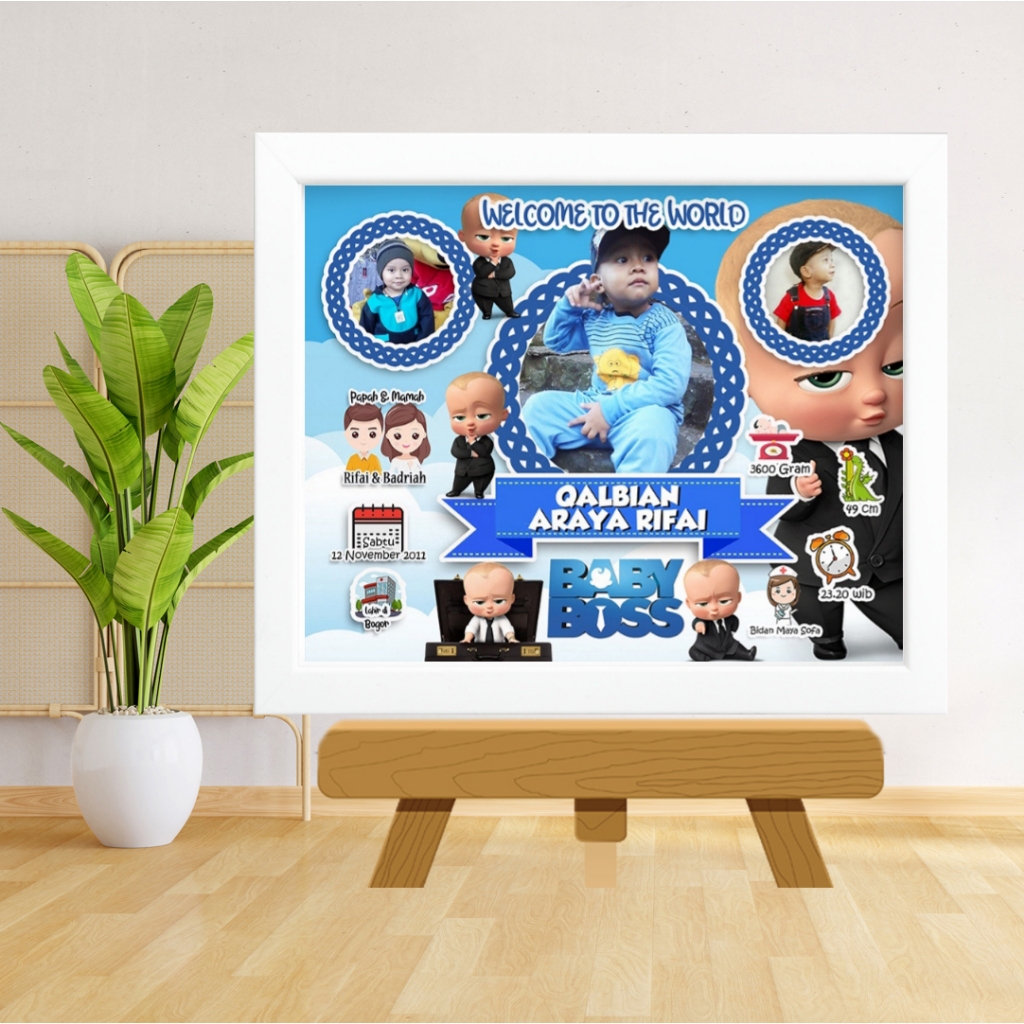 Jual Bingkai Biodata Baby Bio Murah 10r 20x25 cm Plus Bingkai Putih ...
