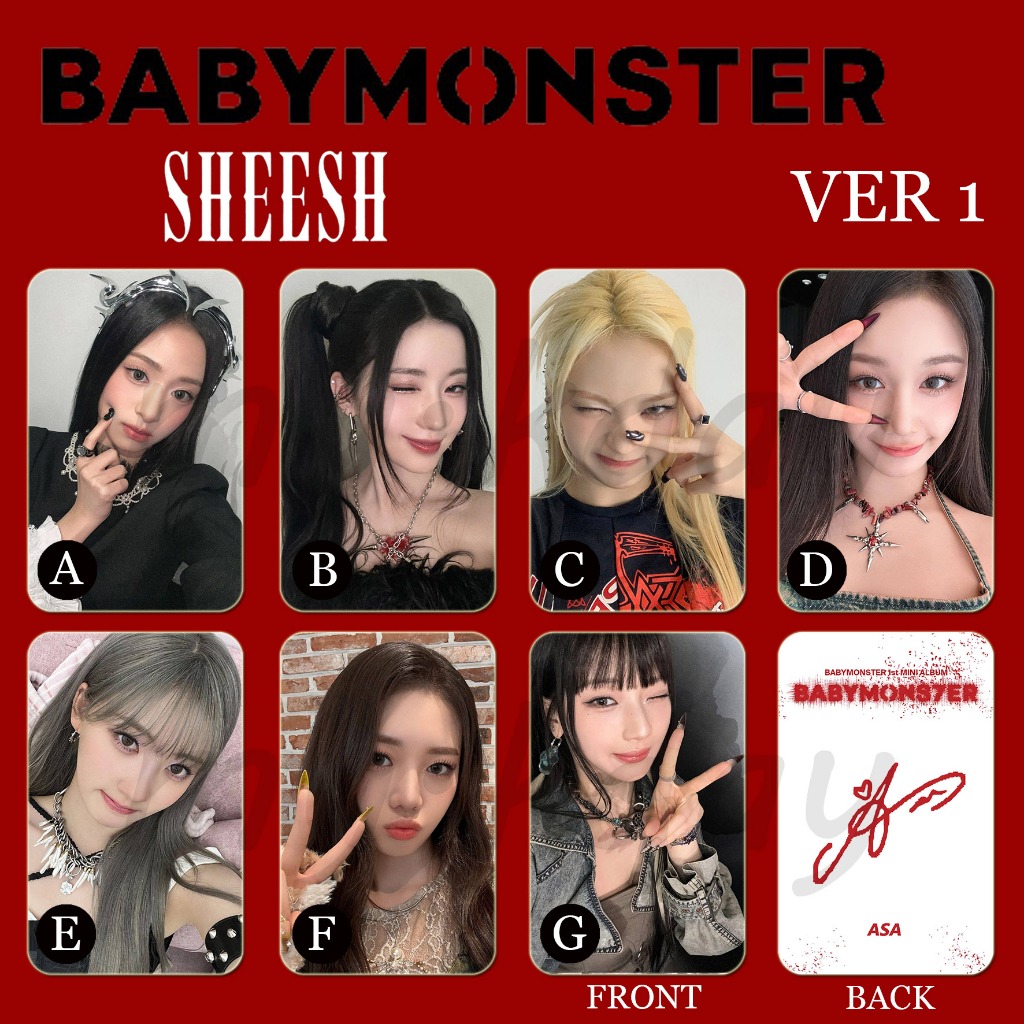 Jual PC-1619, Unofficial Photocard Baby Monster BABYMONS7ER Sheesh POCA 2 sisi | Shopee Indonesia