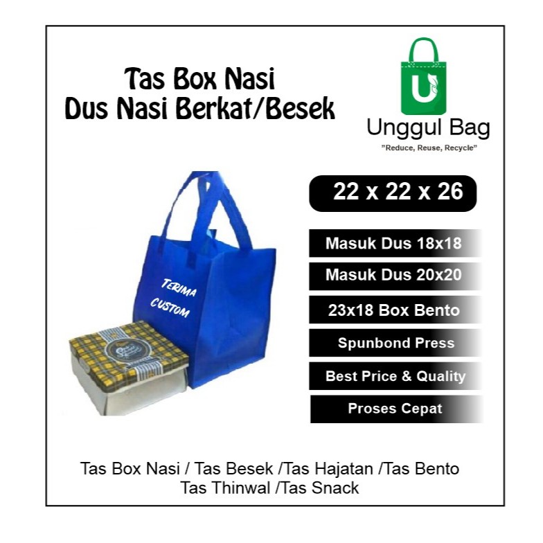 Jual 22x22x25 Tas Box Nasi Press / Tas Spunbond Kotak Nasi / Tas ...