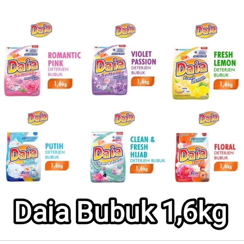 Jual Daia Deterjen Bubuk 1,6kg All Varian | Shopee Indonesia