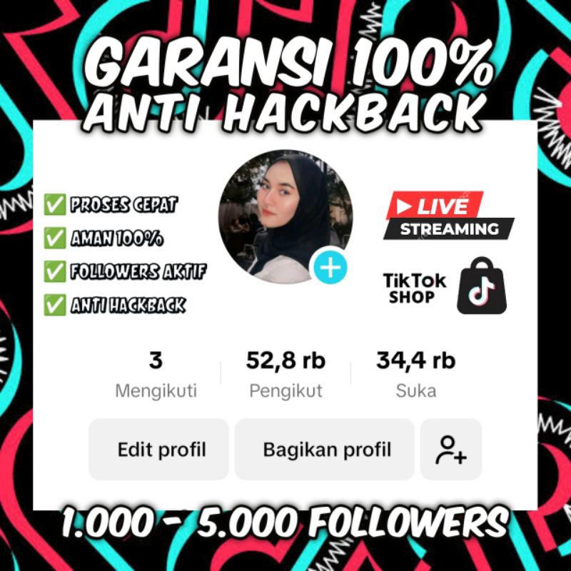Jual AKUN TIKTOK FYP FOLLOWERS AKTIF REAL INDONESIA BISA LIVE DAN JUALAN TIKTOK SHOP GARANSI 100 ...
