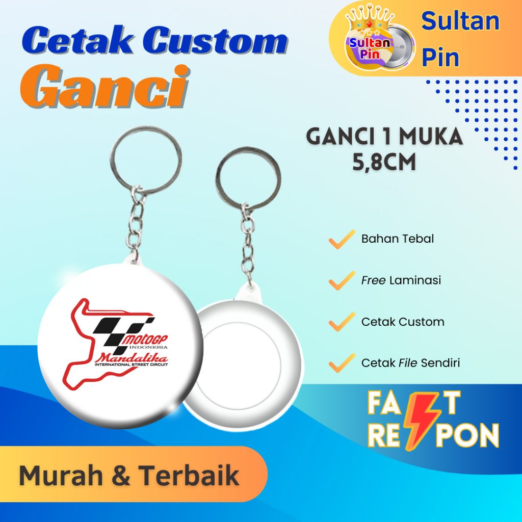 Jual CETAK GANTUNGAN KUNCI PIN CUSTOM 5,8CM / TERLARIS CETAK PIN GANCI ...