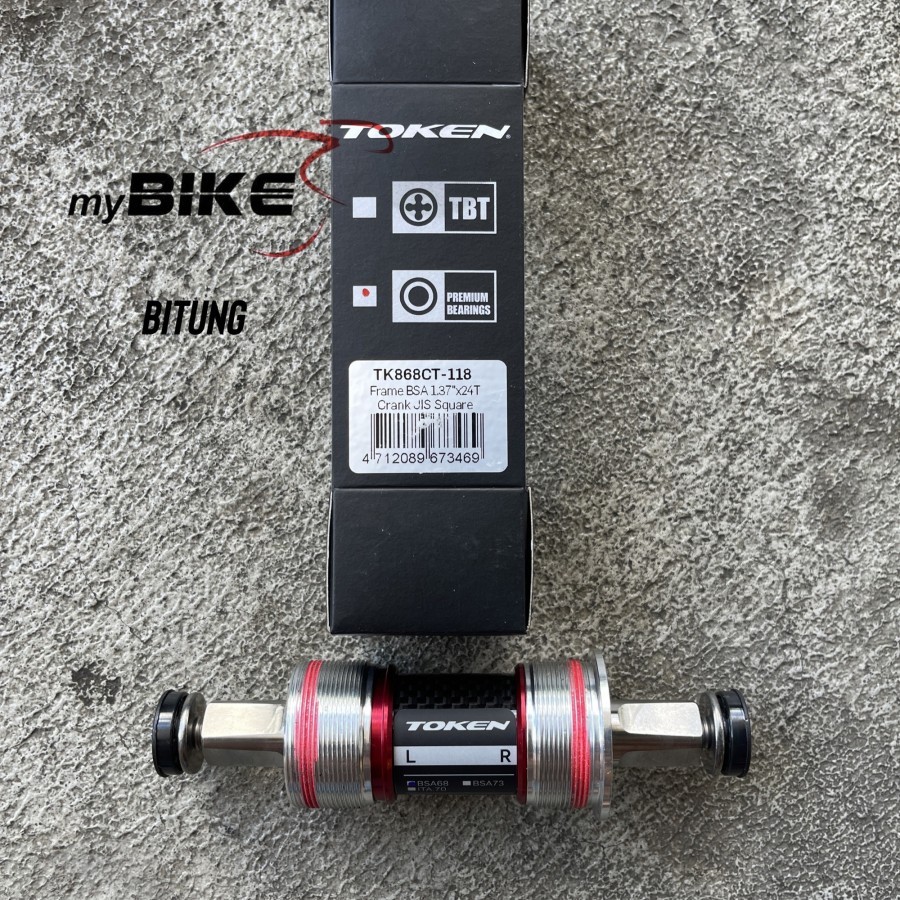 Jual Token Bottom Bracket JIS square BSA 118mm Premium bearing TK868CT ...