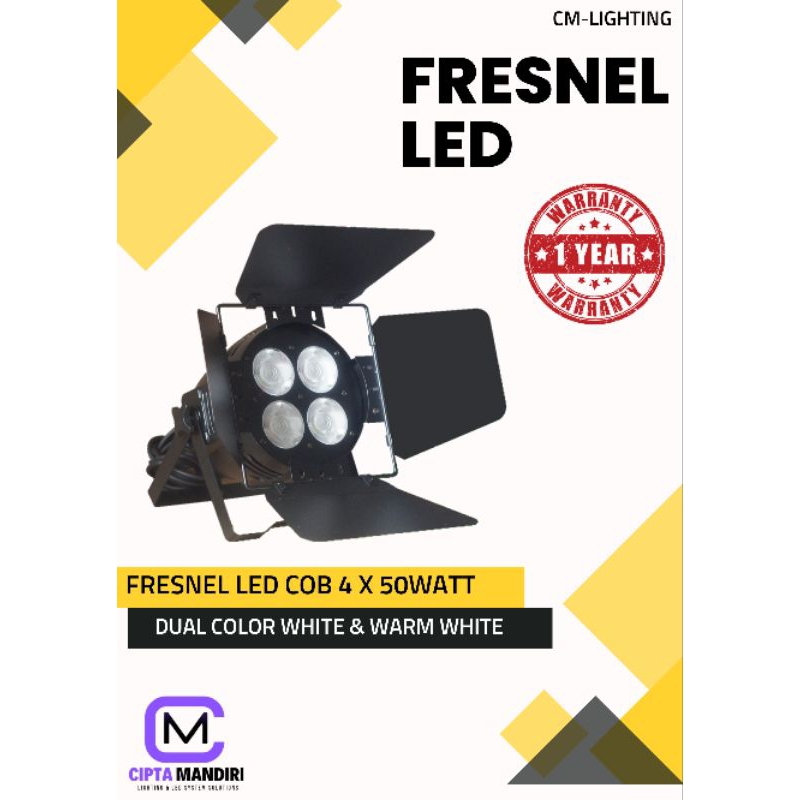 Jual Fresnel Led Cob 4x50 Watt 2 Color White-WarmWhite Dmx512 Stage ...
