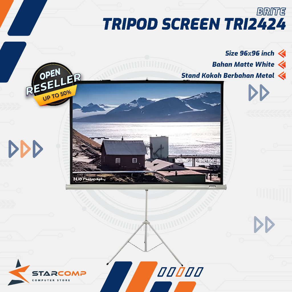Jual Tripod Screen Projector 96" 1:1 BRITE TRI-2424 Layar Proyektor TRI2424 | Shopee Indonesia