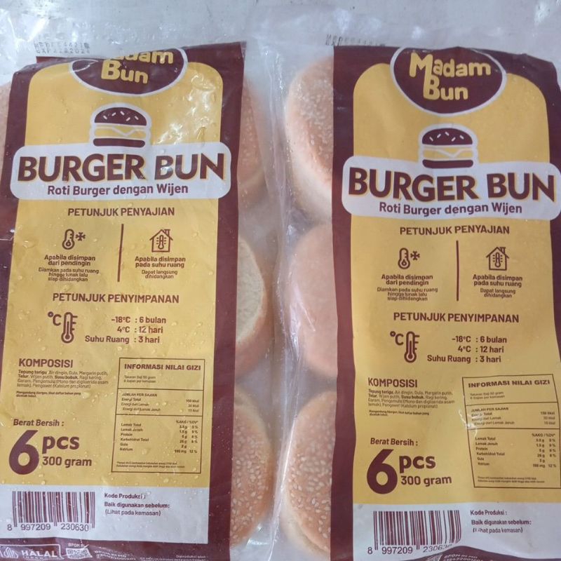 Jual Burger Bun / Roti Burger (1pck isi 6pcs) madam bun | Shopee Indonesia