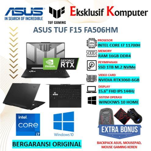 Jual Laptop Asus Tuf F15 FA506HM Intel i7 11700H 16GB SSD 1TB RTX3060 ...