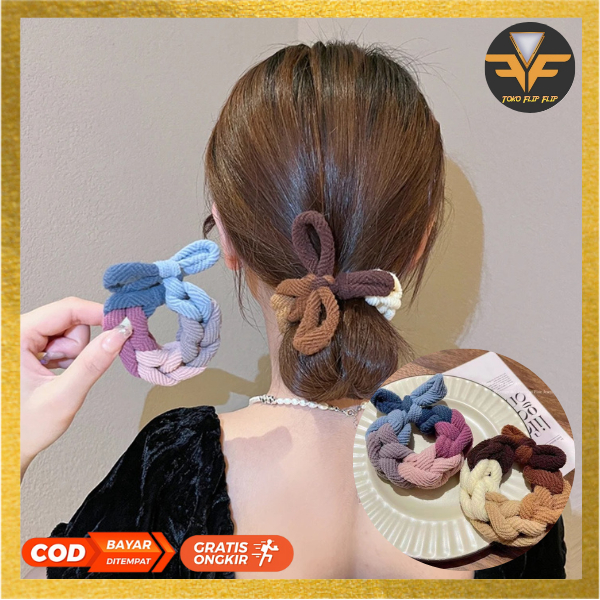 Jual Scrunchie Ikat Kepang Tebal Premium Korean Hair Style Hair Tie ...