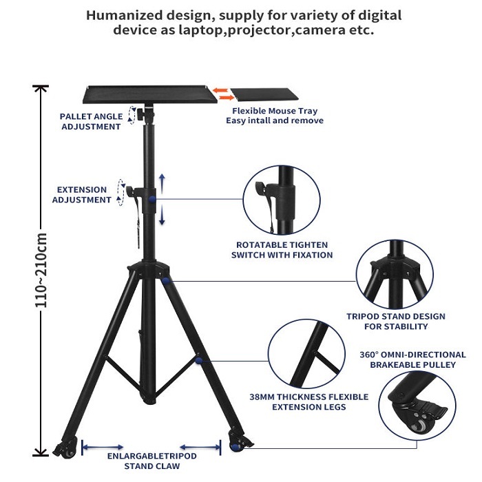 Jual Tripod Stand 210cm dengan roda / Bracket Standing Proyektor ...