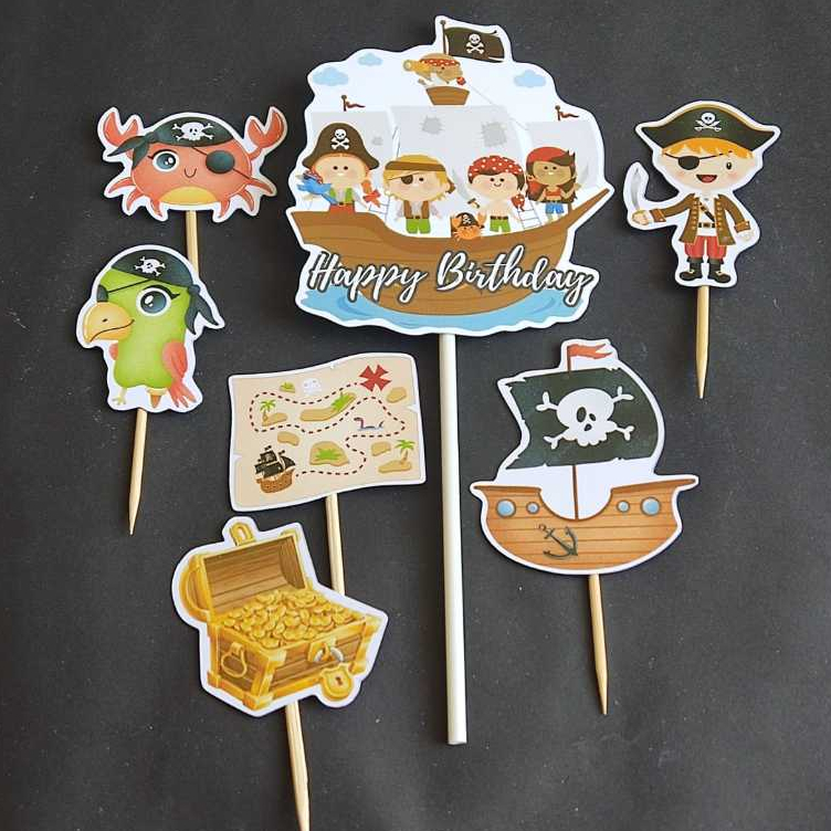 Jual topper bajak laut , pirrate hiasan kue ulang tahun | Shopee Indonesia