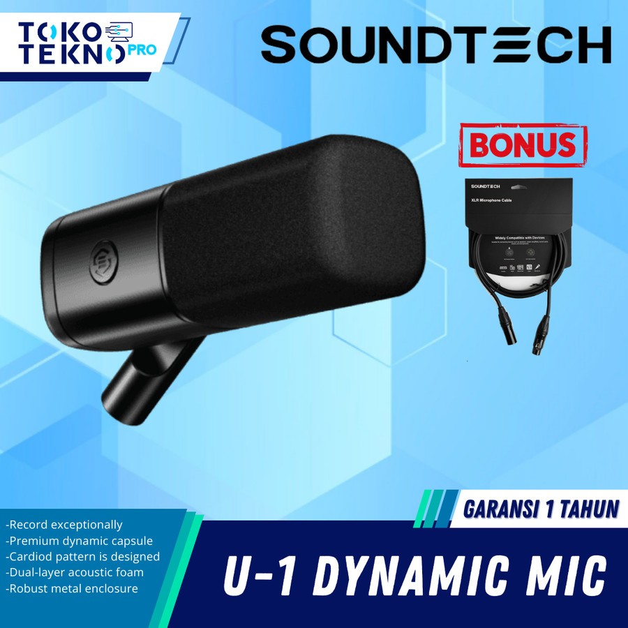 Jual Soundtech U1 / U-1 Dynamic Microphone XLR for Podcast Creator ...