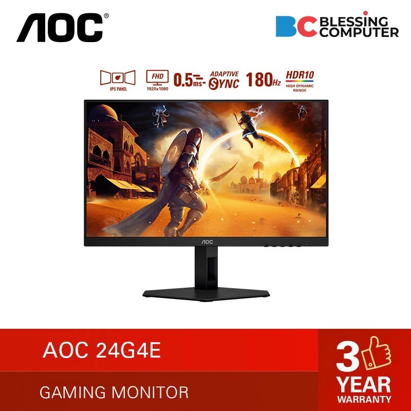Jual Monitor AOC 24G4E/70 23.8 IPS FHD 180Hz 1ms | Shopee Indonesia