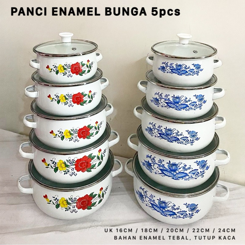 Jual PANCI SET ENAMEL 5in1 / PANCI MASAK ISI 5pcs | Shopee Indonesia
