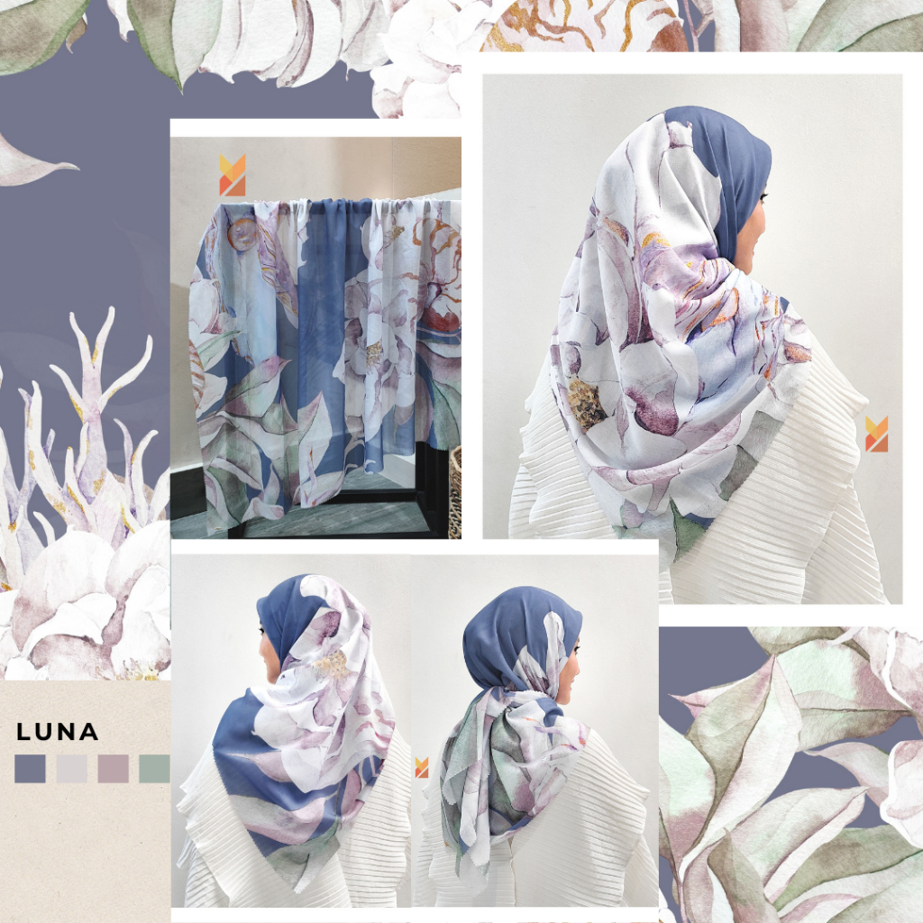 Jual Luna - by YHUMA Scarf | Fleur Series | Hijab Voal Printing Premium | Jilbab Motif Segi ...