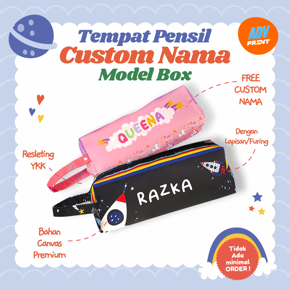 Jual PENCIL CASE BOX / TEMPAT PENSIL FREE CUSTOM NAMA (MODEL BOX ...