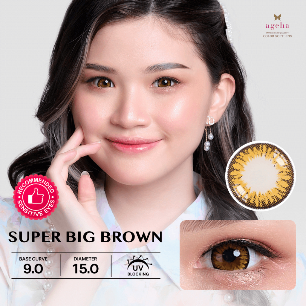Jual Ageha Softlens Super Big - Brown (Normal s/d -6.00) | Shopee Indonesia