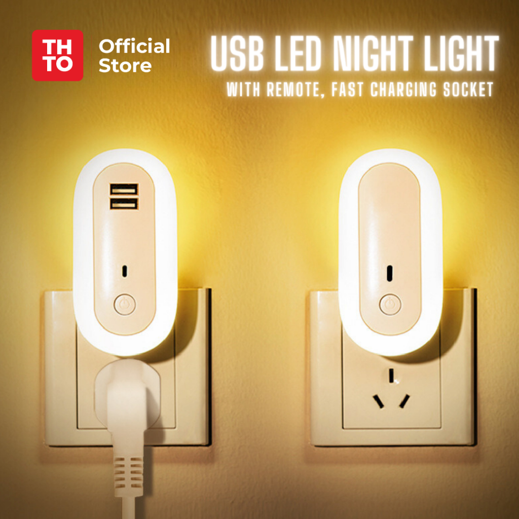 Jual THTO Lampu Tidur LED Colokan Remote Socket Dual Usb Fast Charging ...