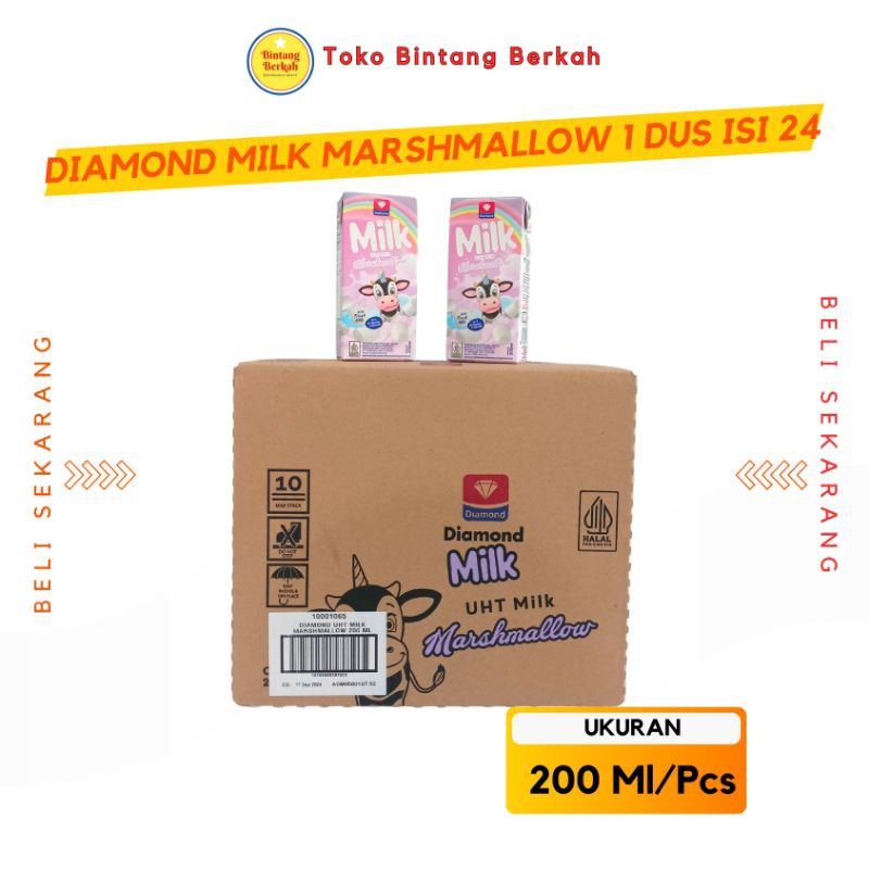 Jual Susu UHT Diamond rasa MARSHMALLOW 200 ML - DUS isi 24 pcs | Shopee ...