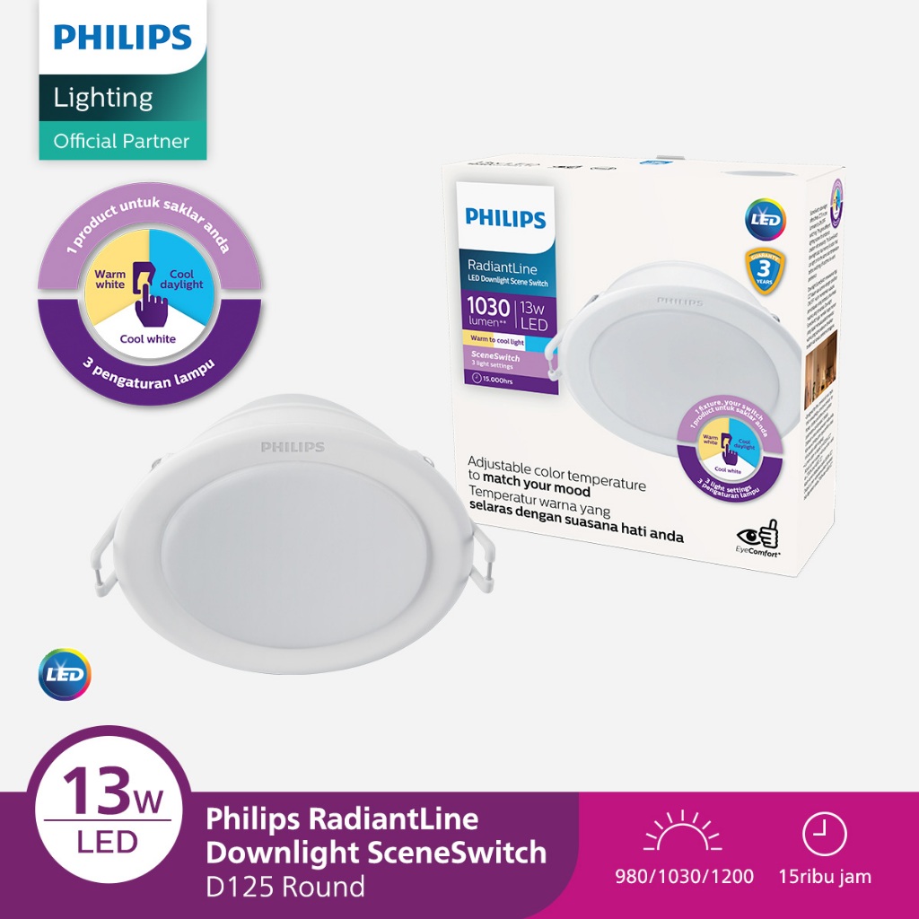 Jual Philips Lampu RadiantLine Downlight SceneSwitch 13W D125 3 Warna ...