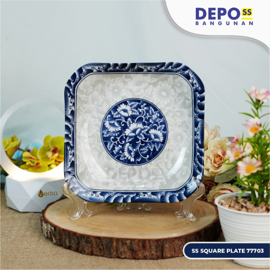 Jual Piring Keramik Persegi Motif SS Square Plate 77703 Ukuran 18,5cm ...