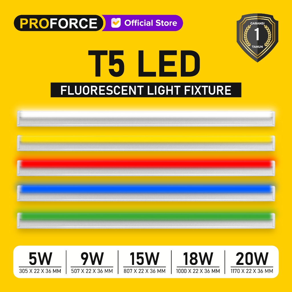 Jual Proforce Lampu TL T5 Hias LED Warna Cahaya Putih Kuning Merah Biru ...