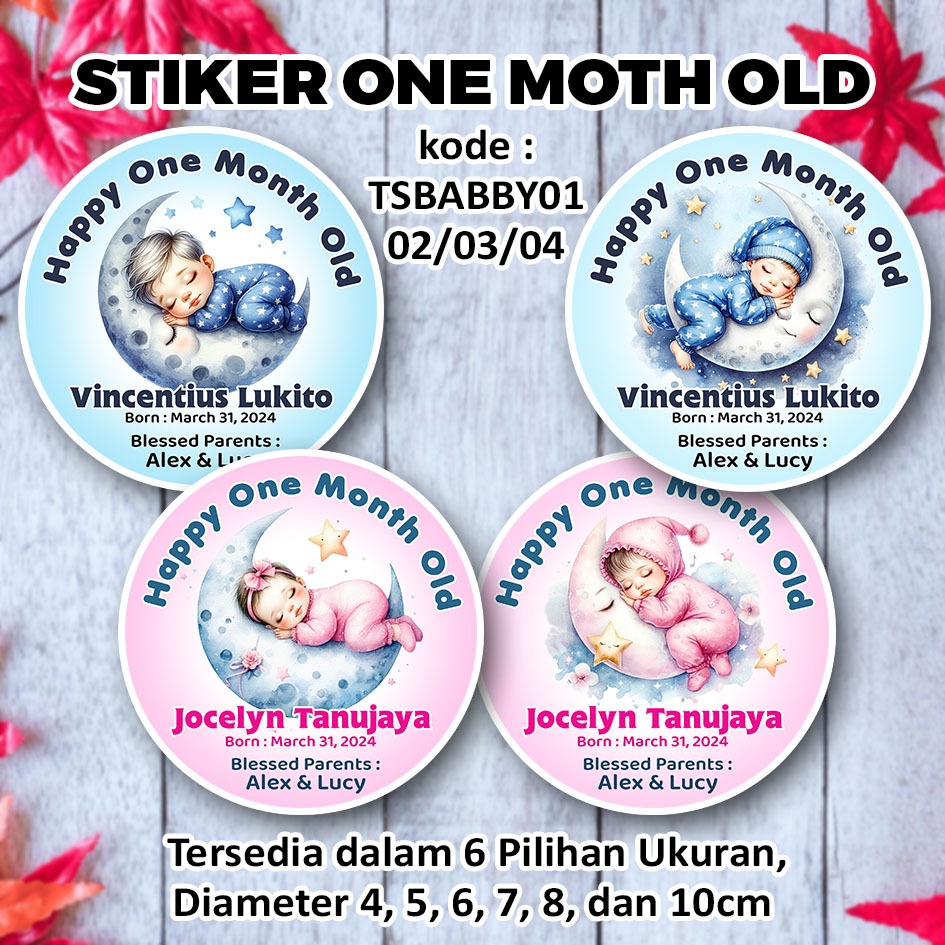 Jual STIKER KELAHIRAN BAYI ONE MONTH OLD BABY BOY BABY GIRL STICKER ...