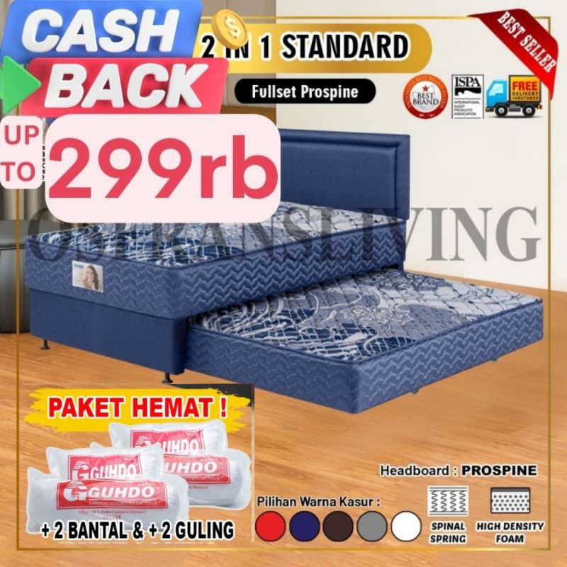Jual Guhdo Springbed Standard 2 in 1 - 120x200 - FULLSET SET KASUR ATAS DAN KASUR SORONG BAWAH ...