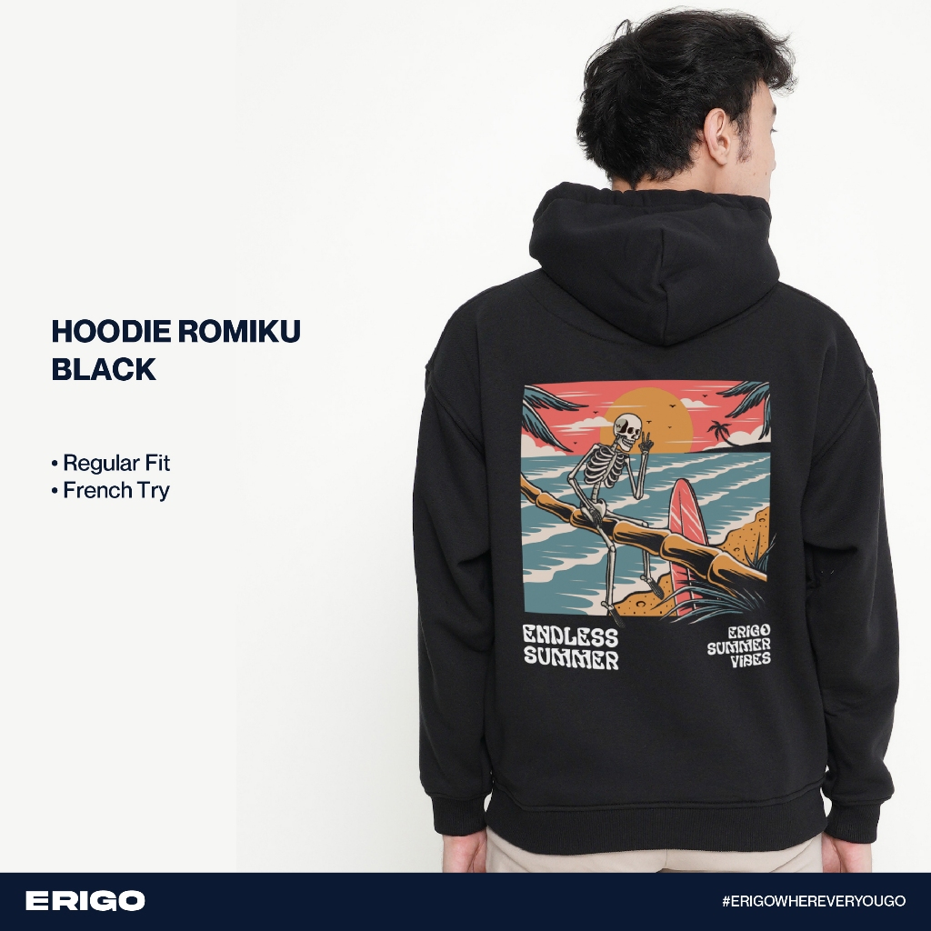 Jual Erigo Hoodie Graphic Romiku Black | Shopee Indonesia