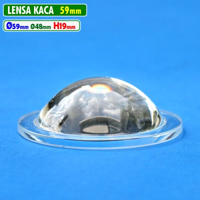 Jual Lensa Lampu LED Kaca 59mm Cembung Datar H.19 ID.49mm LED HPL CREE ...