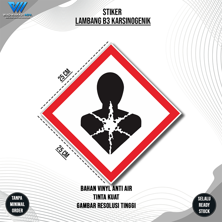 Jual Stiker label Simbol limbah B3 K3 Hazmat Karsinogenik Bahan Vinyl ...