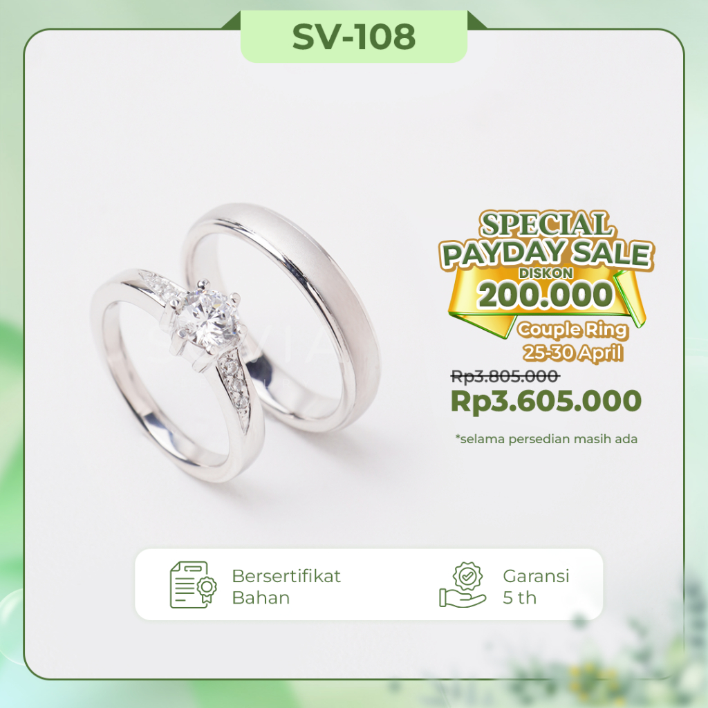 Jual Sovia Jewelry - Cincin Nikah Bahan Cowok Platinum 5% & Cewek Emas Putih 10% Desain SV-108 ...