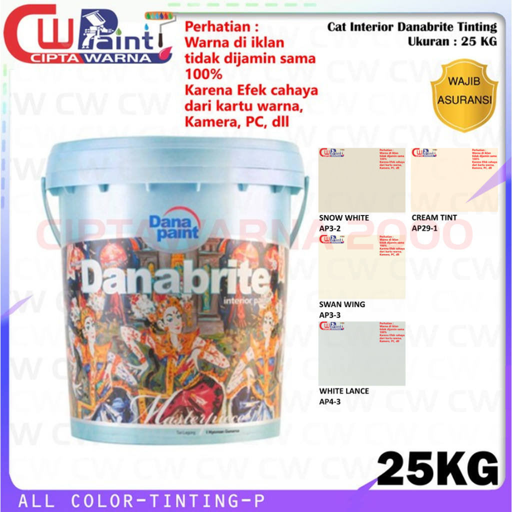 Jual Cat Tembok Dinding Danabrite Interior Tinting White Putih Cream ...