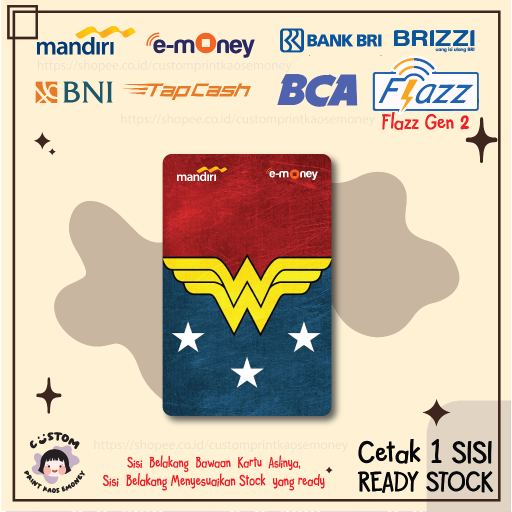 Jual KARTU EMONEY ETOLL SUPERHERO LOGO WONDER WOMAN DC COMIC E MONEY ...