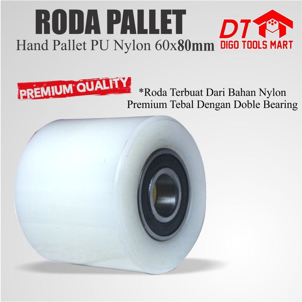 Jual Roda Hand Pallet 80mm x 60mm Nylon Double Bearing Palet 3inci ...