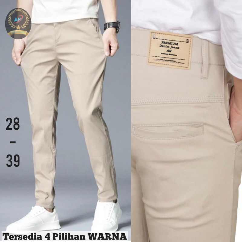 Jual Celana Chino Pria Panjang Slimfit Chinos cowo cino cowok Premium pensil / Celana pria ...