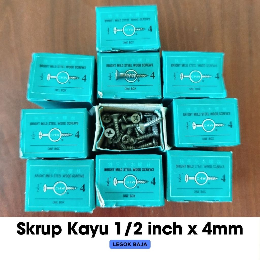 Jual Skrup Baut Kayu Drywall Lemari CHW Wood Screw 1/2x4 Panjang 1cm ...