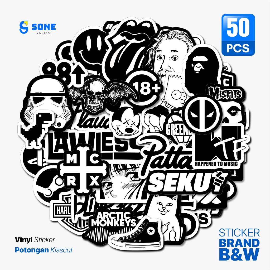 Jual Stiker Laptop Aesthetic Black And White Paper Vinyl Waterproof ...
