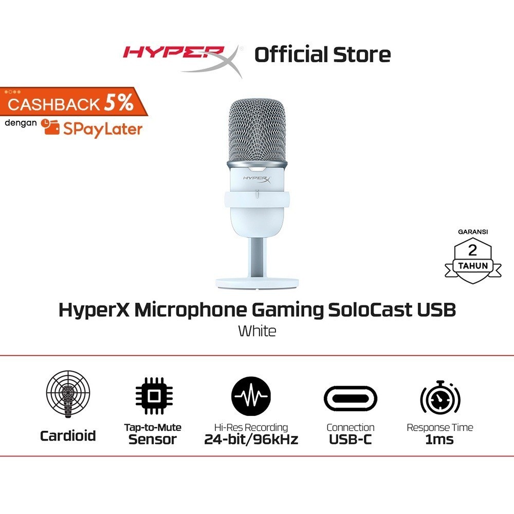 Jual HyperX Microphone Gaming SoloCast USB - White | Shopee Indonesia