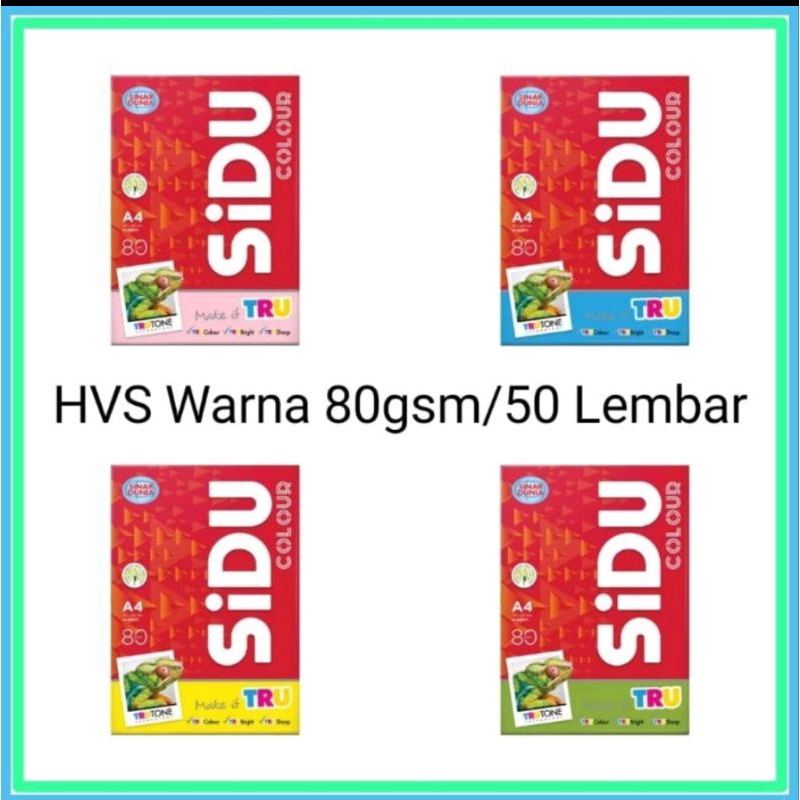 Jual Kertas HVS Warna Sinar Dunia/SIDU A4 Berwarna A4 80gr Isi 20/50 LEMBAR | Shopee Indonesia