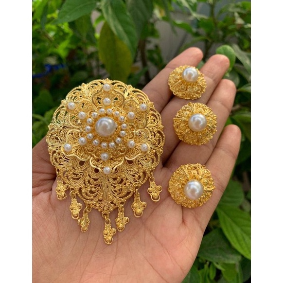 Jual bros alpaka bali set kebaya motif jantung k1 anandi ART D7X4 ...