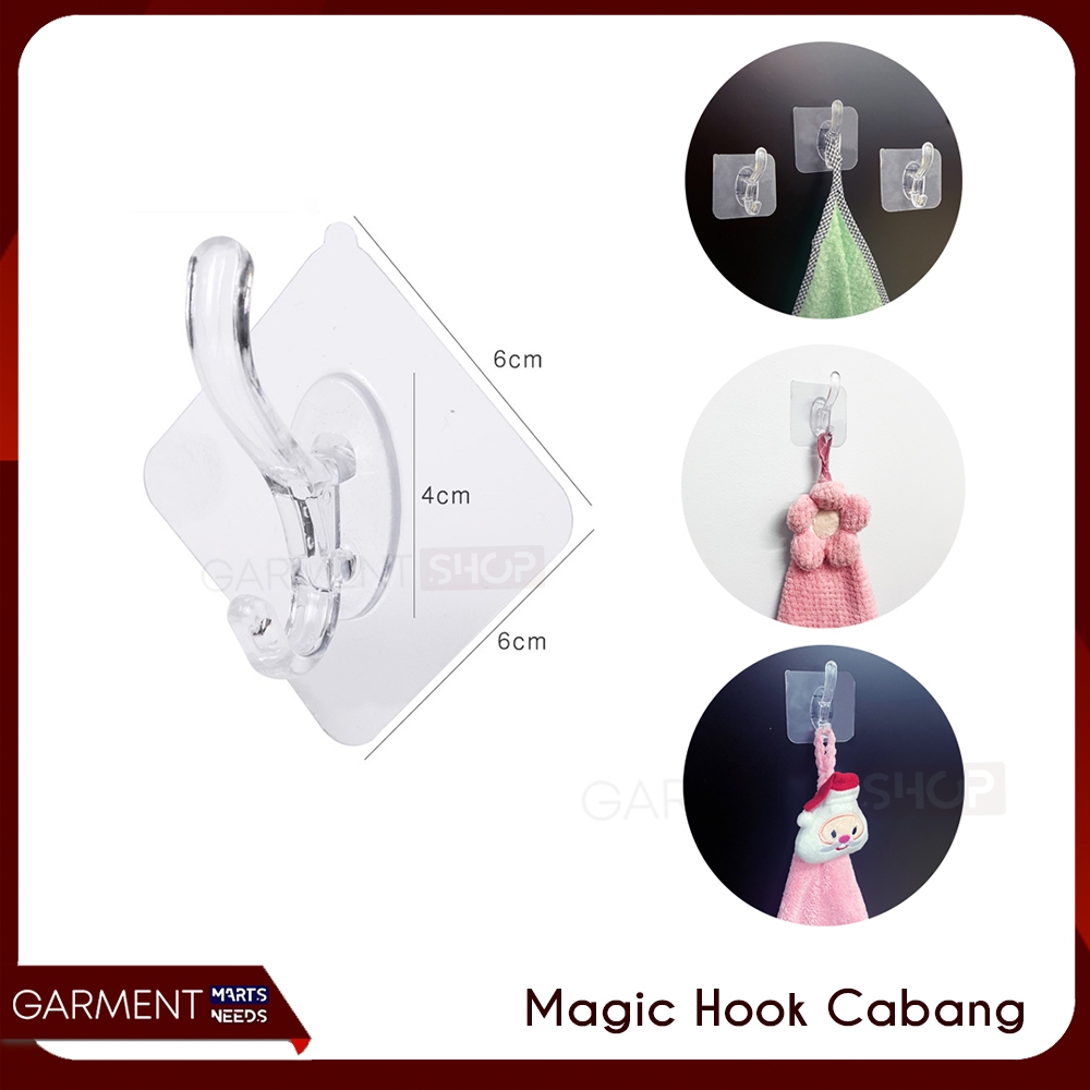 Jual Gantungan Cantolan Tempel Dinding Lem Super Kuat Magic Hook Transparan Laci Pigura Jam ...