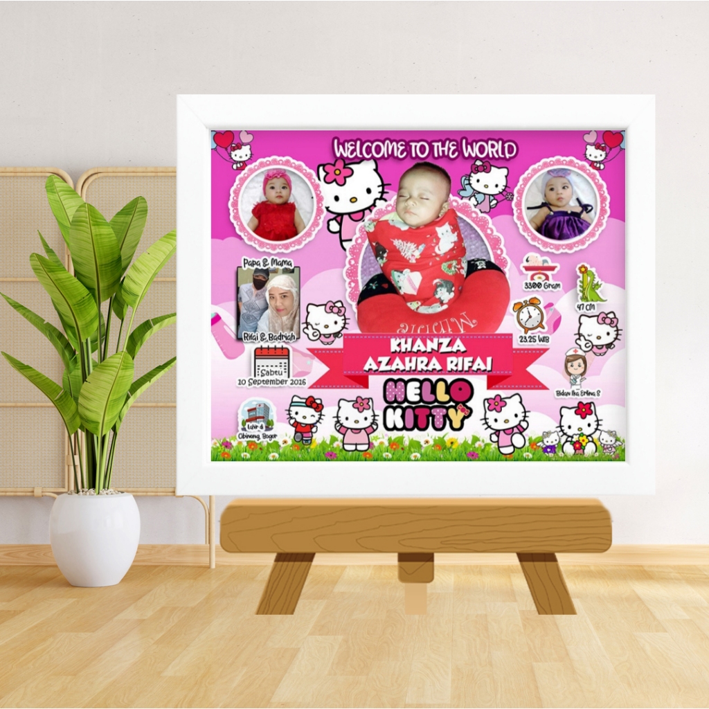 Jual Bingkai Biodata Baby Bio Murah 10r 20x25 cm Plus Bingkai Putih ...